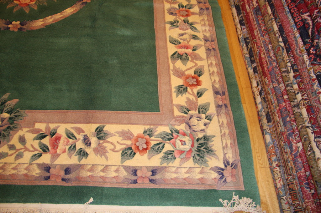 CHINESE 8X11 WOOL, 90 LINE GREEN – exotic rug